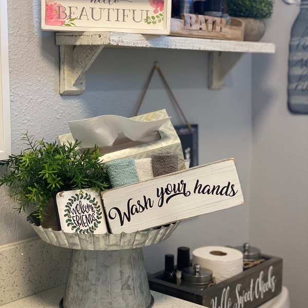 Wash Your Hands Sign Rustic Bathroom Signs. Rustic Bathroom Decor ...