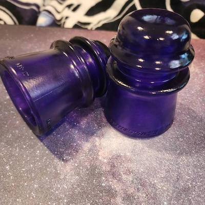 2 Authentic Vintage Medium Size Glass Insulators Stained Purple. Set of ...