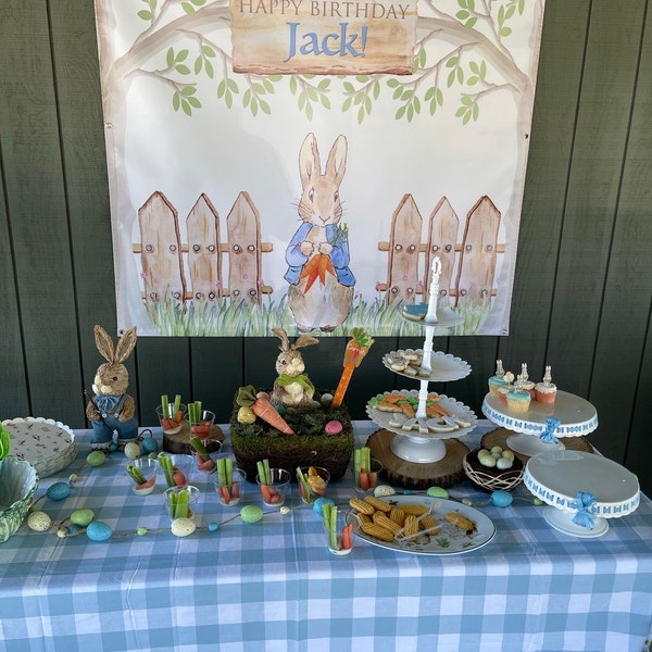 Peter Rabbit Backdrop, Bunny Birthday Backdrop, First Birthday, Baby ...