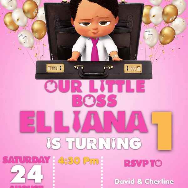 Editable Baby Boss Girl Birthday Invitation | Boss Baby Party ...