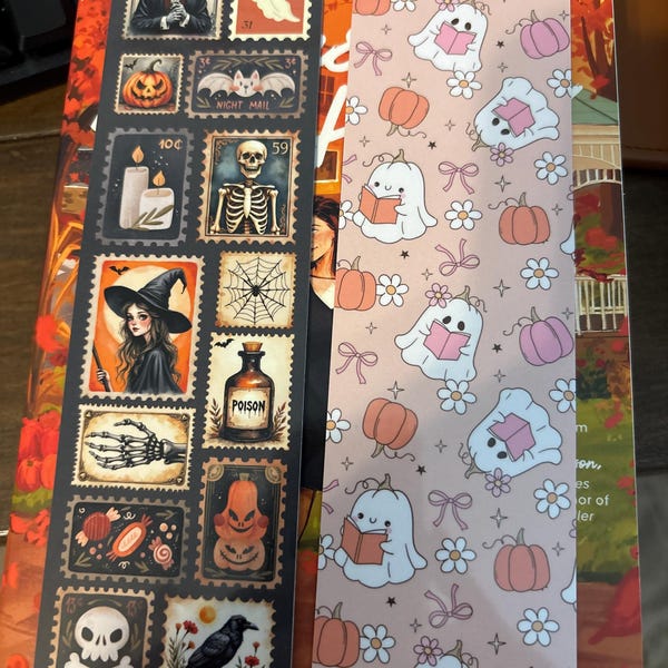 Halloween Bookmark Set – Fall Bookmarks, Cute Spooky Ghosts, Pumpkins ...