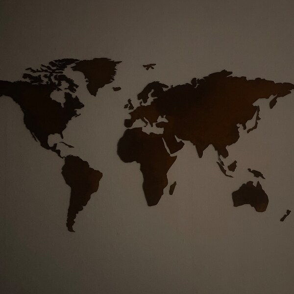 Rusty Art Decor. Large Metal World Map. Detailed Corten World Map. Home ...