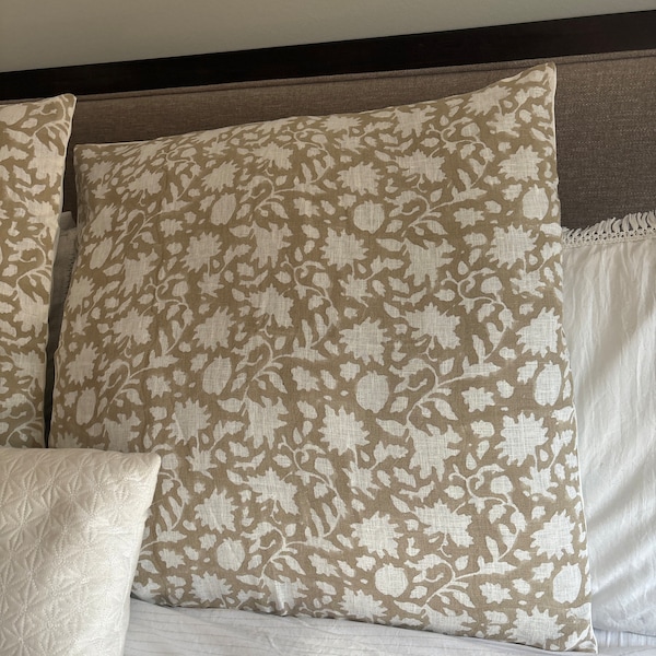 HAMMIRA ||block Print Linen Pillow Cover, /natural Linen / Stripes ...