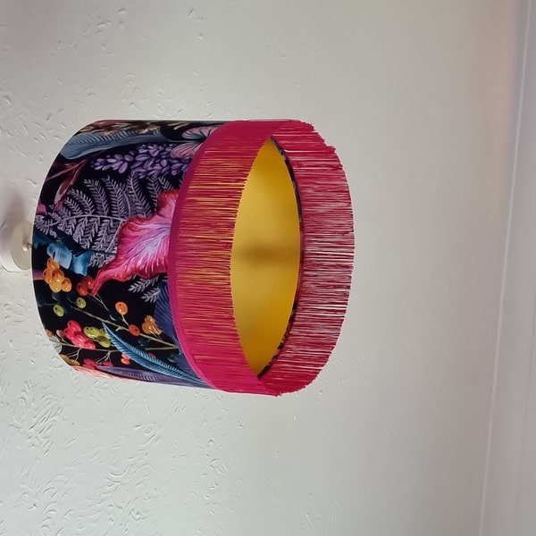 Acid Jungle Trippy Tropical Lampshade With Hot Pink Fringing. Handmade ...