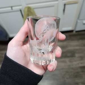 Hand Engraved Deer on a Double Old Fashioned Glass With Indentions for ...
