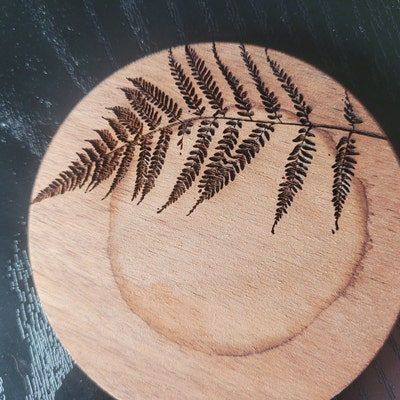 Fern Coaster Set, Set of 4, Wooden Coasters, Olive Wood, Wood Grain ...