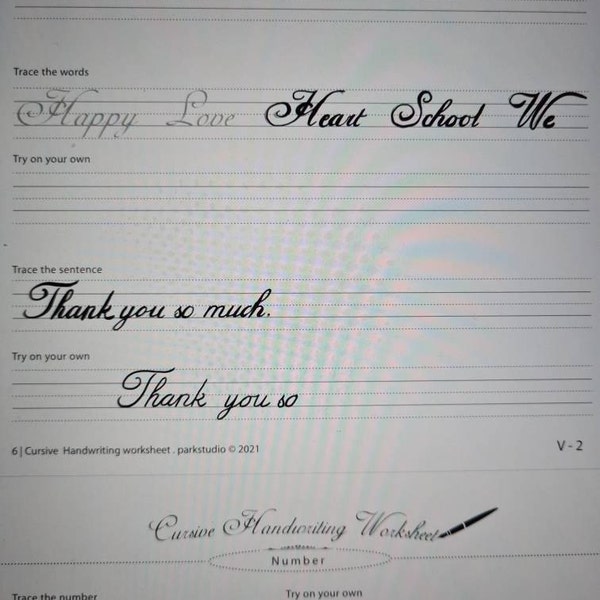 Beautiful Cursive Handwriting Practice Worksheets / Printable ...