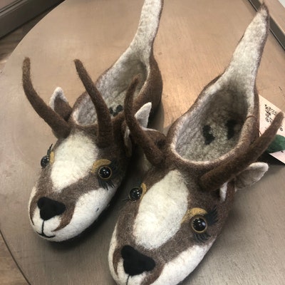 Goat Exclusive Slippers, Farm Animals, Custom Handmade Felt Wool Flat ...