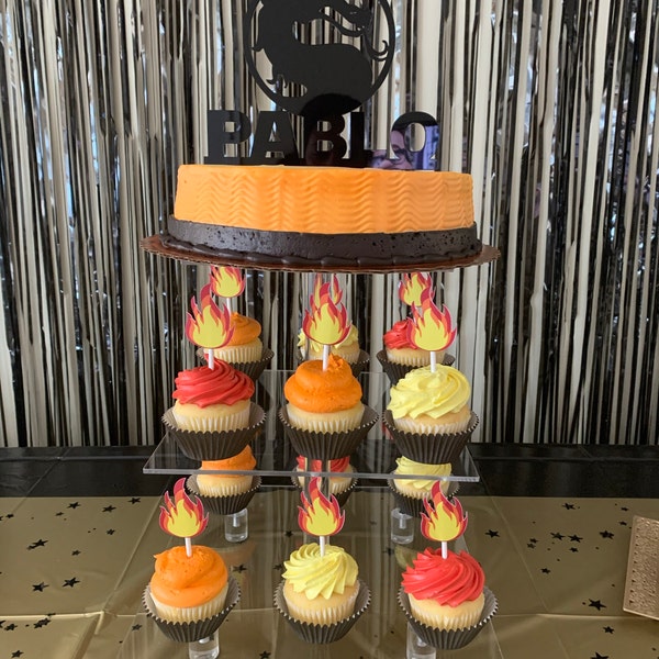 Fire Cupcake Toppers, Flame Cupcake Toppers, Firetruck Cupcake Toppers ...