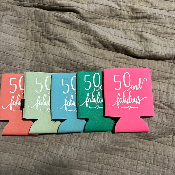 50th Birthday Can Coolers 50 and Fabulous Cheers to 50 Years Birthday ...