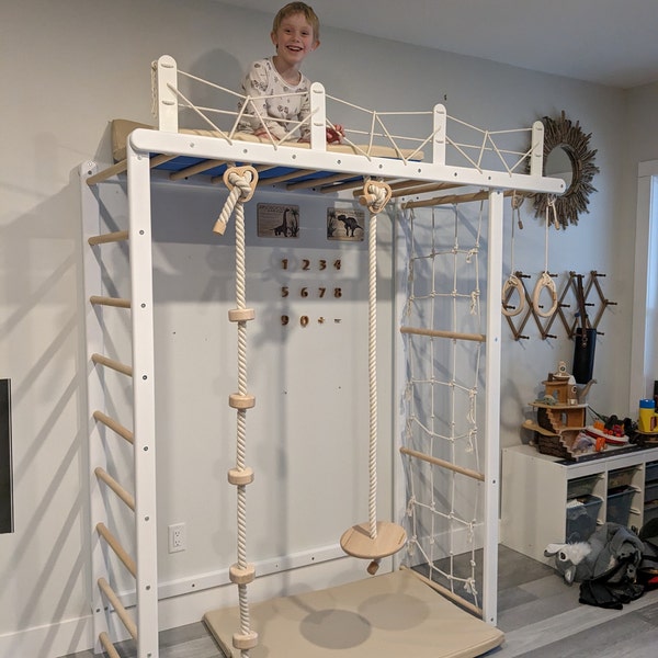 88x78" Large Swedish Ladder Bundle: Waldorf Playmat, Monkey Bars ...