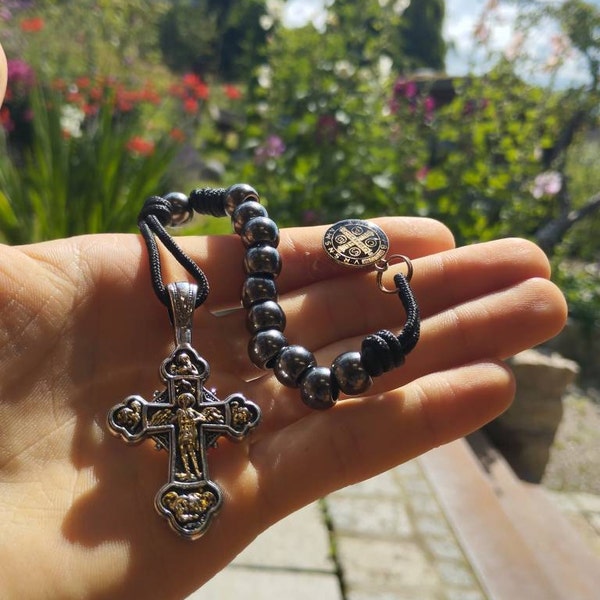 Indestructible Rosary - Heavy-duty Gunmetal Beads and 2.5" Benedict ...