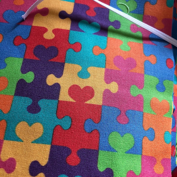 Autism Fabric - Puzzle Hearts by Designedbygeeks - Autism Rainbow ...