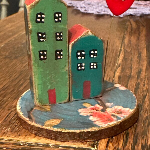 Set of 12 Wooden Houses in a Box, Small Village in a Box. Ready to ...