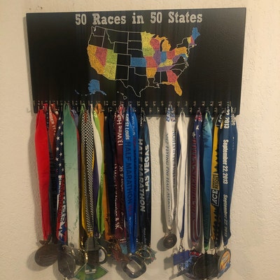 Marathons Across America 50 States Medal Holder With 50 Hooks on ...