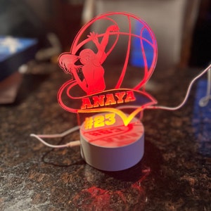 Basketball Personalized LED Night Light Custom Gift for Fans, Sports ...
