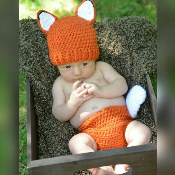 Crochet Baby Fox Outfit Baby Fox Set Fox Hat Baby Animal Hat Newborn ...