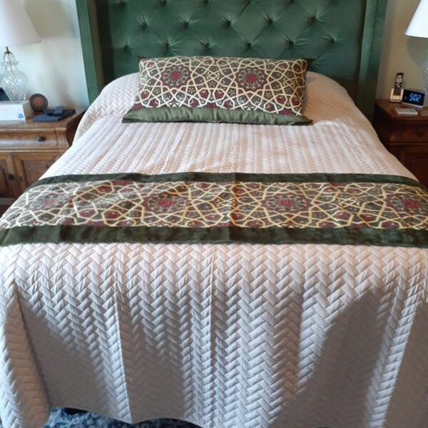 Handmade Bed Runner,patchwork Pattern Beige Color 20/78"inches,modern ...