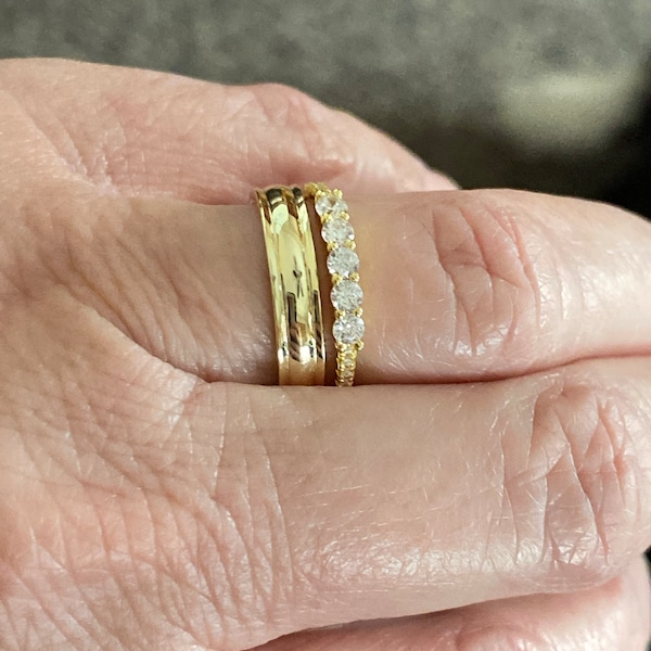 Dainty CZ Stacking Ring, Gold Minimalist Ring, CZ Ring, Simple Diamond ...