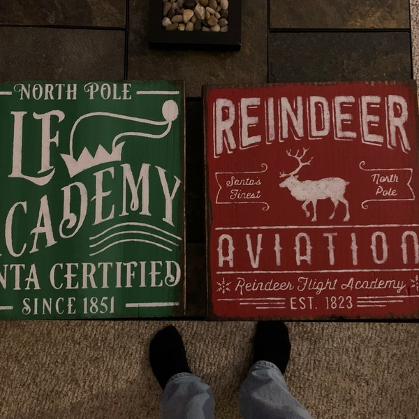 Reindeer Sign Decor | Christmas Decoration | Rustic Holiday Wooden Sign ...