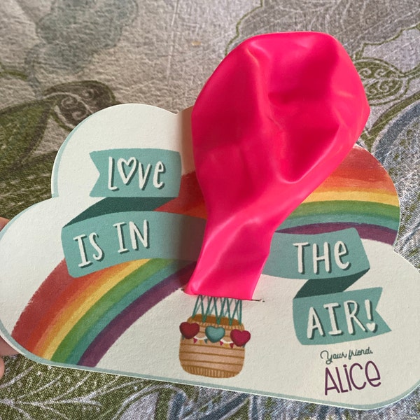 Printable Hot Air Balloon Valentine's Day Card Non-candy Valentine Idea ...