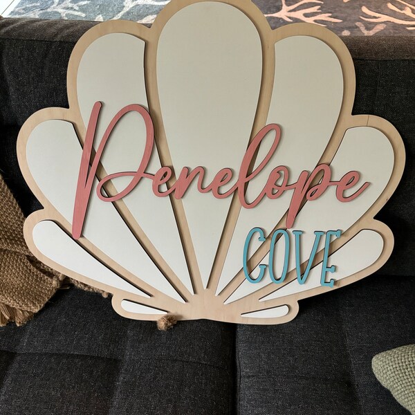 Personalized Seashell Name Sign Under the Sea Wooden Sign Ocean ...