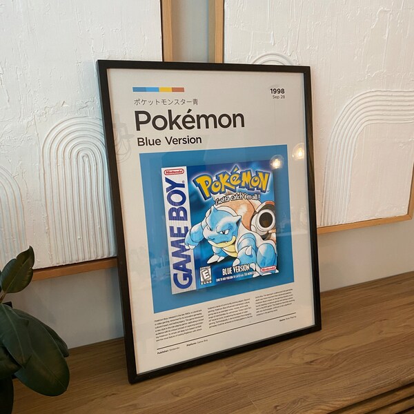 Pokemon Blue Poster, Game Boy Poster, Nintendo Poster, Blastoise Poster ...