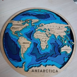 6 Layer 3D Map of the World Multi layer Panellaser Cut - Etsy
