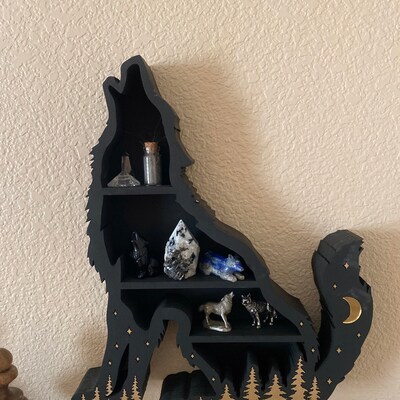 Coppermoon Handmade Wolf Shelf, Wolf Wall Art, Wolf Wall Decor, Crystal ...