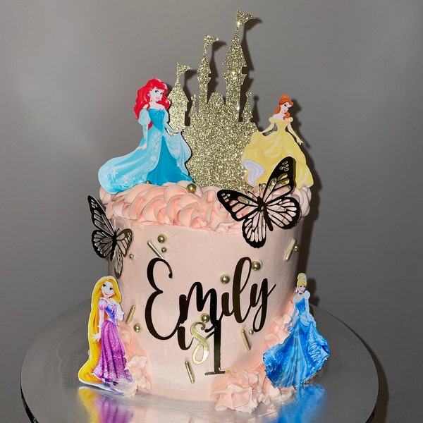 Princess Cake Topper Set, Castle Cake Topper and Name Charm - Etsy