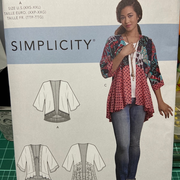 Simplicity 8172 Kimono Style Cardigan Sewing Pattern XXS-XXL S8172 - Etsy