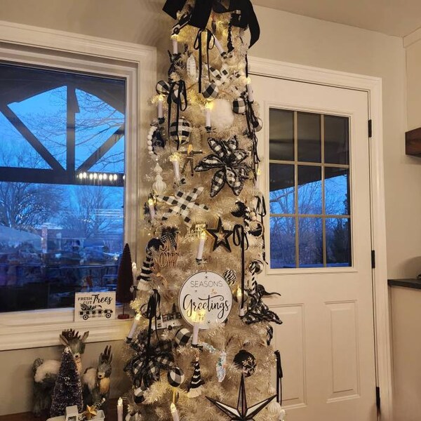 Black Velvet Christmas Tree Bow for Wreath, Lantern Bow Decoration ...