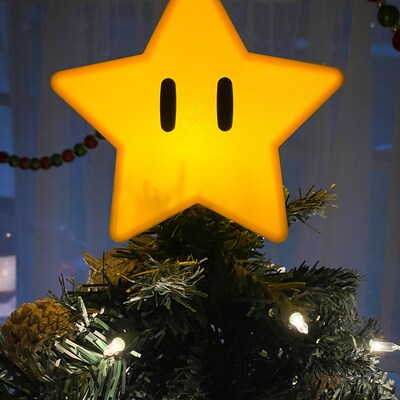 Nintendo Super Star Christmas Star Tree Topper Night Light Mario Bros ...