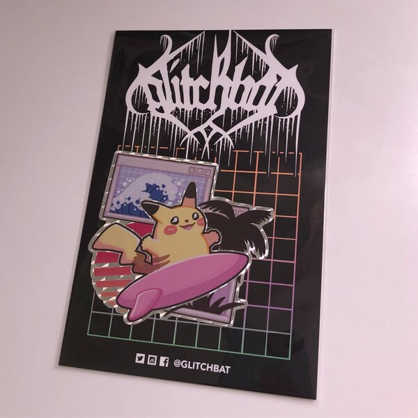 Pkmn SURFING MOUSE - 3" Prism Holographic Sticker - Etsy