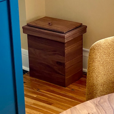 Walnut Trash Can/natural Trash Can/hand Made Trash Can - Etsy