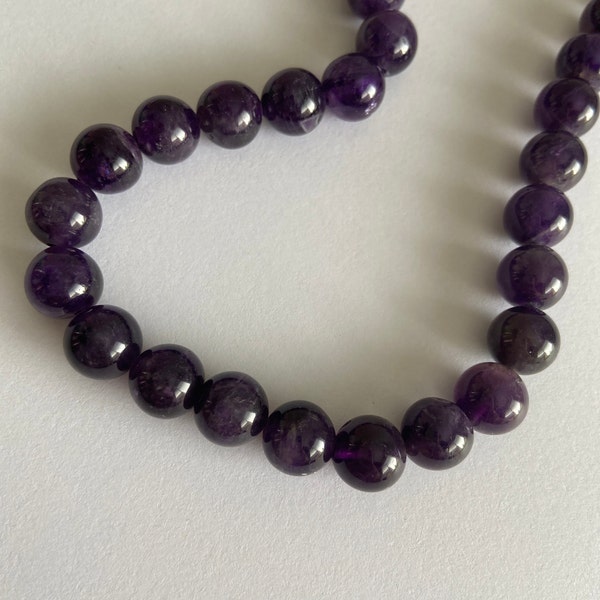 Amethyst Smooth Round Natural Gemstone Bead-6mm 8mm,11mm 14mm-15 Inch ...