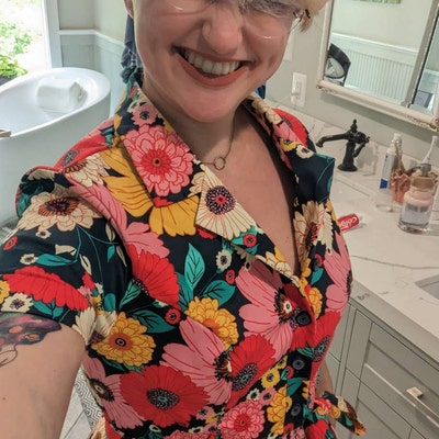 Eva Rose White and Yellow Rose Floral Print V-neck Fit & Flare Dress ...