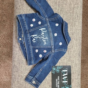 Daisy Flower Smiley Face Custom Demin Jean Jacket Personalized Baby ...