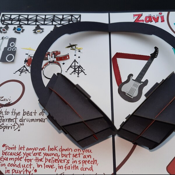 Music Notes Pop up Kirigiami 3D Cards Handmade Uniqe Birthday, Wedding ...