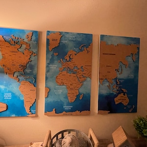 World Map Push Pin Wall Art With FREE Pins, Cork World Map Board ...