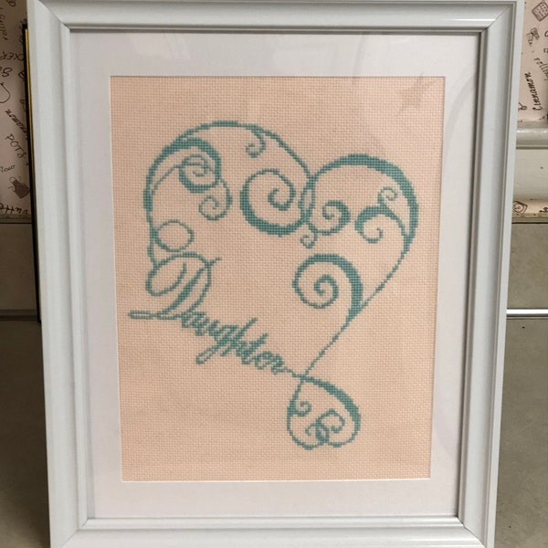 Daughter Heart Cross Stitch Pattern - Etsy