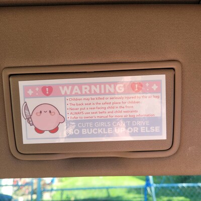 Cute Knife Pastel Warning Sticker Pink Kawaii Decal, Airbag Label, Cute ...