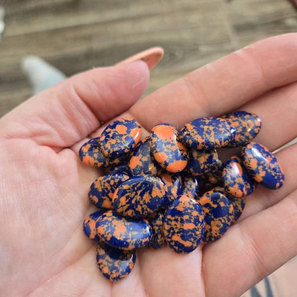 18x13mm Orange Blue Matrix Turquoise Gemstone Oval Loose Beads 15.5 ...