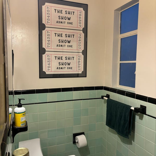 Shower Karaoke Ticket Horizontal Print Bathroom Retro Blue Aesthetic ...