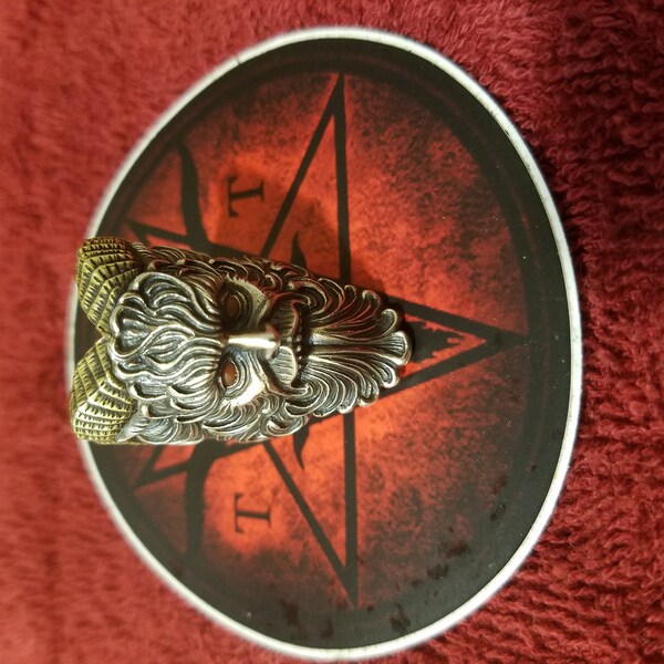 Baphomet Pentagram Satanic Pendant Necklace Silver Occult Satanic ...