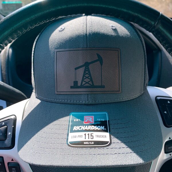 Oil Field Leather Patch Hat - Featuring the Oil Derrick and Pump Jack ...