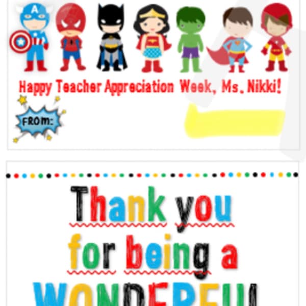 Printable Super Teacher Card | Superhero | Teacher Appreciation ...