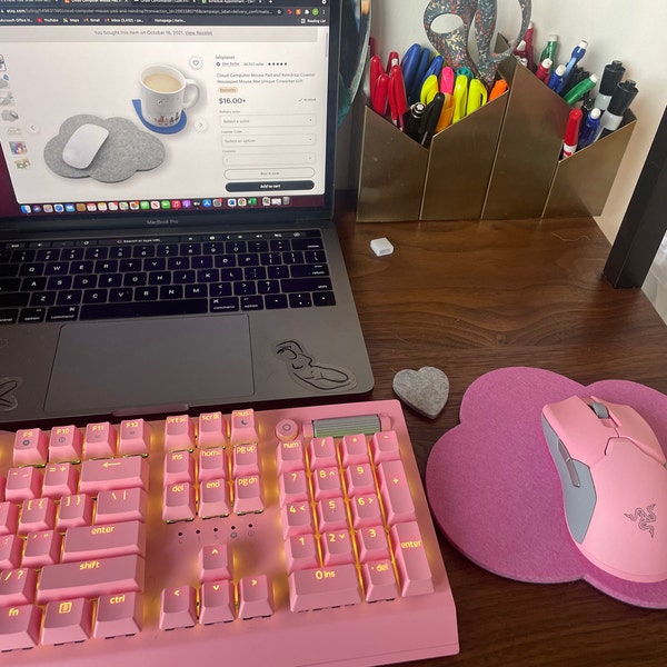 Cloud Computer Mouse Pad and Raindrop Coaster Mousepad Mouse Mat Unique ...