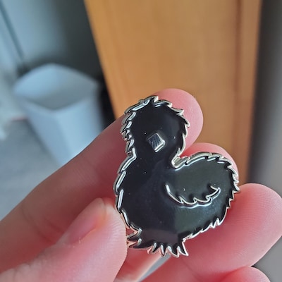 Enamel Chicken Pin Cute Chicken Pin Black Silkie Chicken Farm Pin ...