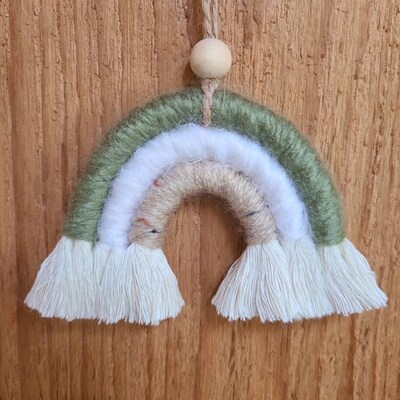 Macrame Rainbow Keychain, Boho Brown, Boho Keychain Charm, Boho ...